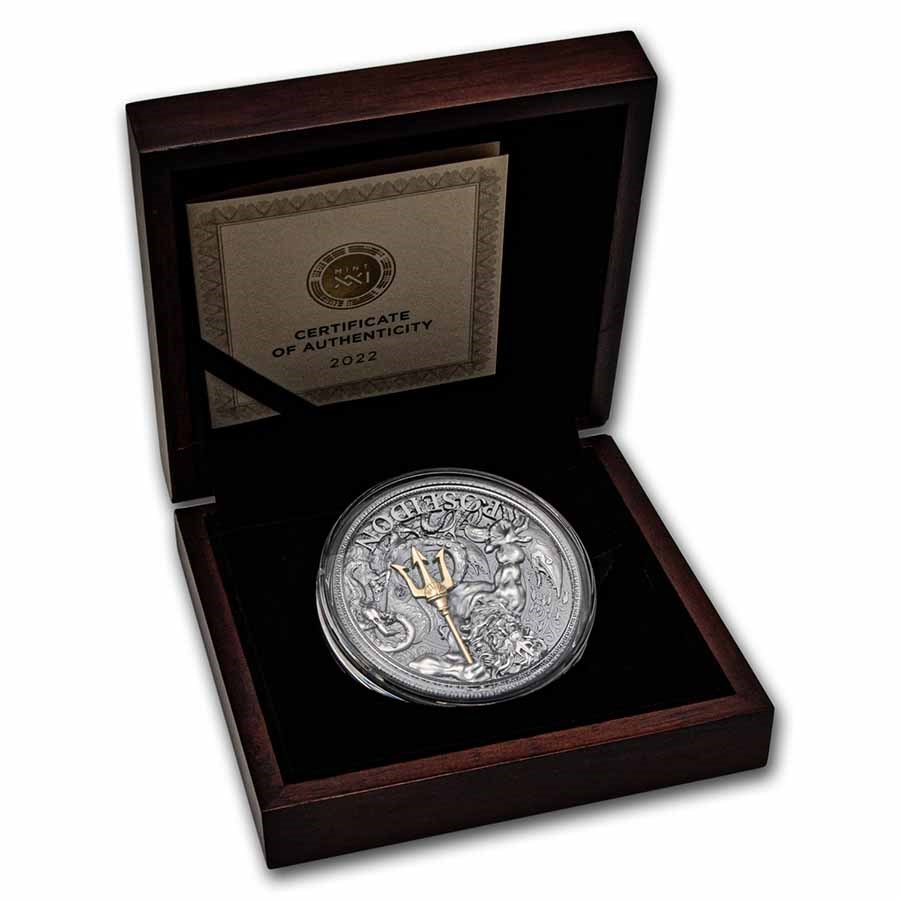 Pure Silver .999 Bullion - Greek Mythology Poseidon- 3 oz round coin ...